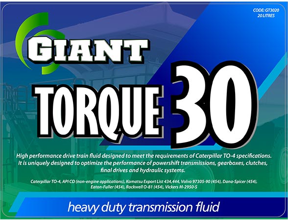 TORQUE 30 - Available sizes: 20L - Giant Oil and Lubricants