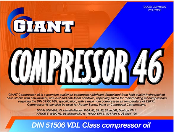 GIANT COMPRESSOR 46 - Available sizes: 1L, 5L, 20L ,200L - Giant Oil ...
