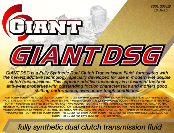 GIANT DSG/DCT FLUID - Available sizes: 1L, 5L, 20L - Giant Oil and ...