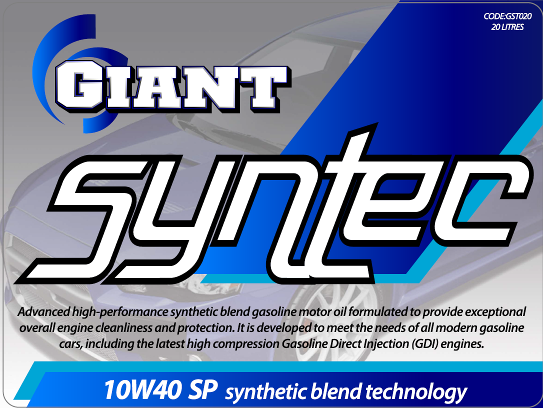 GIANT SYNTEC 10W40 SP - Available sizes: 1L, 5L, 20L, 200L - Giant Oil ...